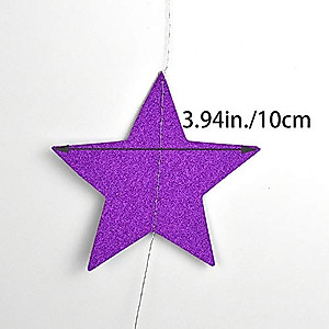 Lacheln Star Party Decorations Birthday Baby Shower Christmas Hanging Paper Garland (Glitter Purple,26 Feet)