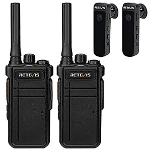 Retevis RB37 New Version,Bluetooth Two Way Radio,Walkie Talkies for Adults,Wireless Earpiece,2000 mAh,VOX,Type-C,for Retail Pet Hospital (2 Pack)
