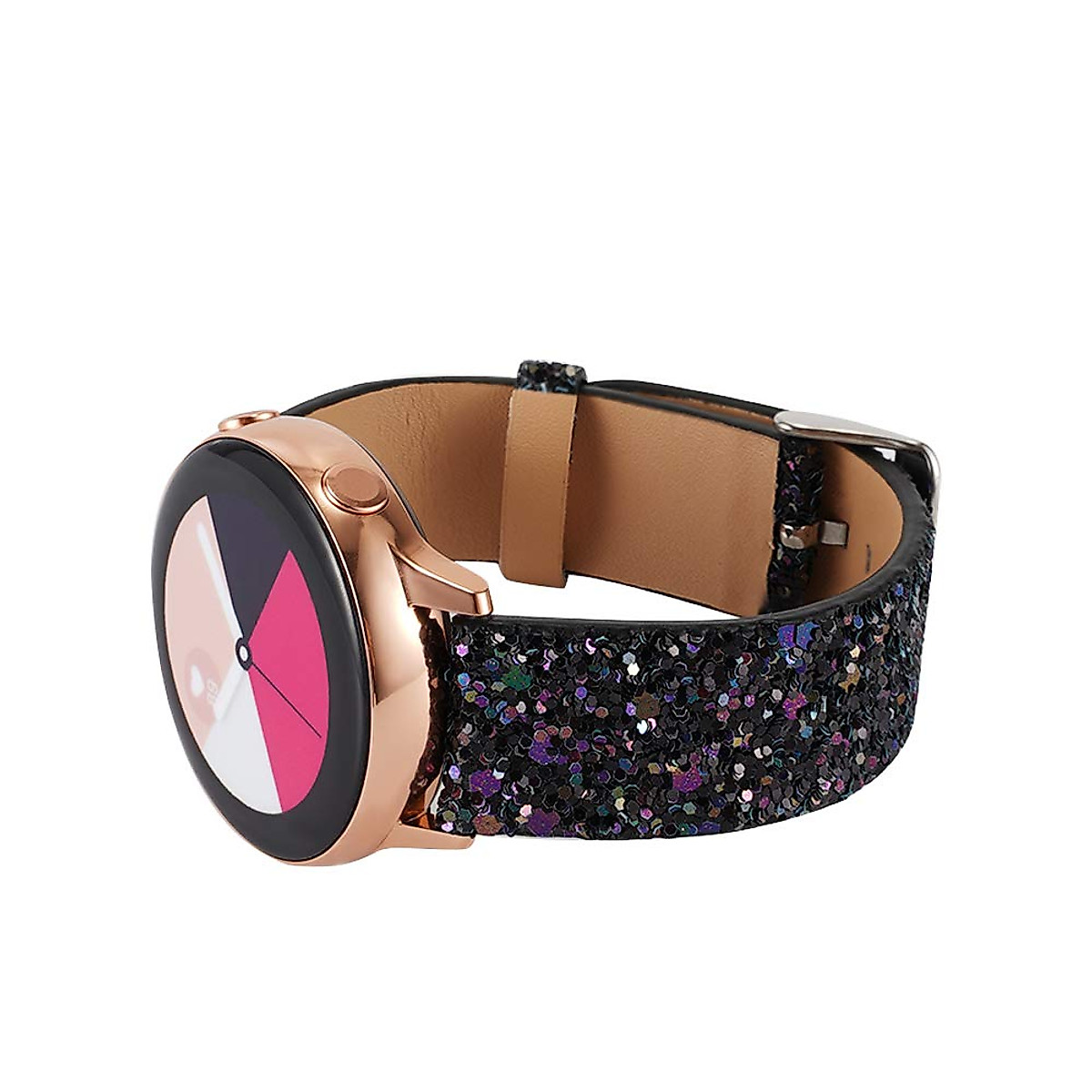 Bling Bands Compatible with Samsung Galaxy Watch 7 6 5 4 Band 40mm 44mm/ Galaxy Watch 6 4 Classic Band 43mm 47mm 46mm 42mm/Watch 5 pro 45mm/Active 2 Band, 20mm Bling Glitter Leather Band