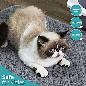 Conlun Cat Litter Mat Litter Trapping Mat, 24" x 17" Premium Durable PVC Grid Mesh with Scatter Control, Non-Slip, Less Waste Cat Litter Box Mat, Soft on Kitty’s Paws, Urine Waterproof