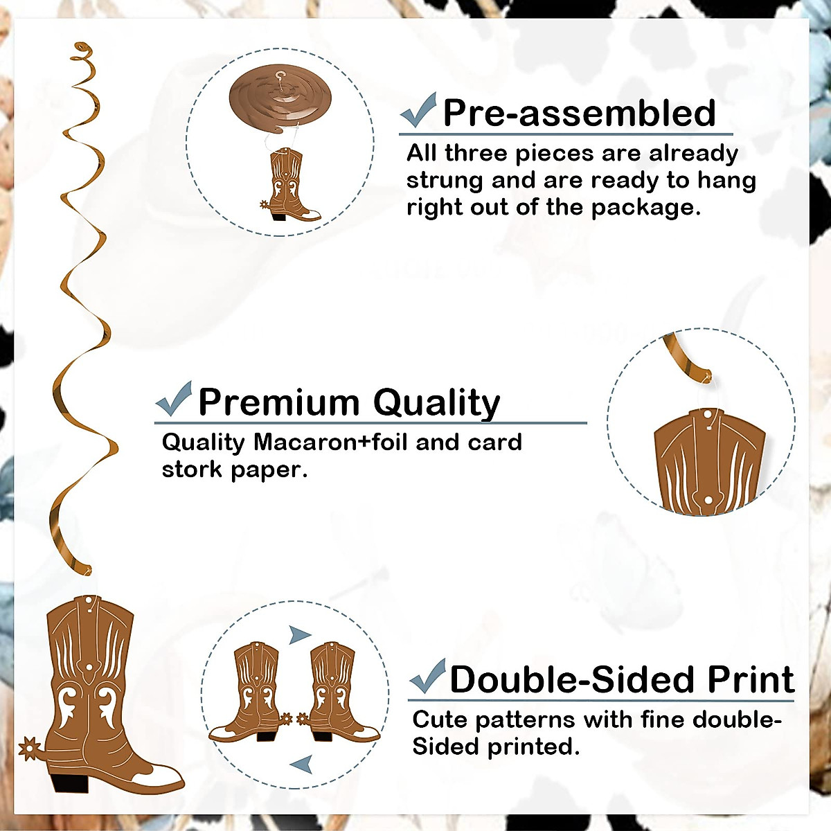 Cowboy 1st Birthday Hanging Decorations, My First Rodeo Birthday Decoration Western Cowboy Party Supplies for Boy Western Theme Birthday Party Decoration Cowboy Baby Shower Wild West Party Decoration