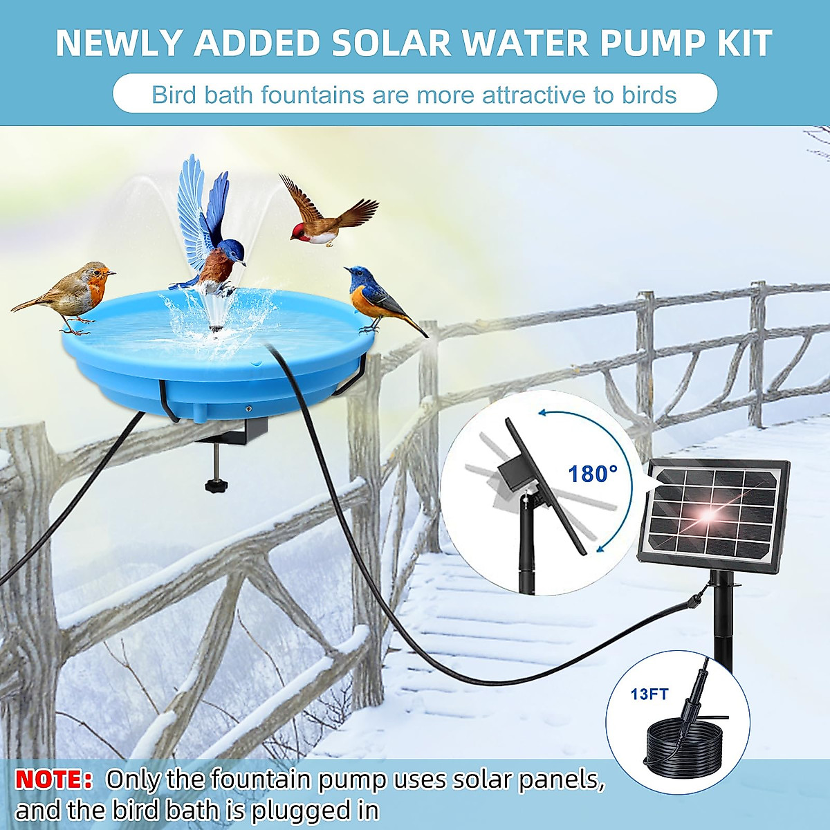 GIFANK [Clearance] Heated Bird Bath with Thermostatically Controlled 4-in-1 Bird Bath Bird Heater Heatable Bird Bath Bowl Heated Bird Waterer for Winter Outdoor Garden Yard Patio Lawn