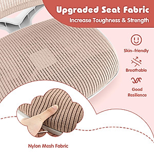 HONEY JOY Kids Desk Chair, Children Computer Chair with Adjustable Height, Ergonomic Kids Office Study Chair with Sit-Brake Wheels, Swivel Mesh Task Desk Chair for Teens Boys Girls (Pink)