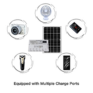 YINGHAO Solar Lights Indoor Home 4 Lights, 12 W Solar Panel & 2 Lights, 5.5W Solar Panel, Outdoor Waterproof Solar Lights for Garden, Yard, Camping, Shed, Barn, Garage