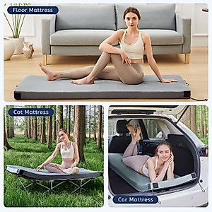 HomeMate CertiPUR-US Memory Foam Camping Mattress Pad Portable Roll Up Mattress for Adults Sleeping Mat Cot Mattress Pad Car Tent Floor Mattress Removable Waterproof Cover Travel Bag Guest Bed