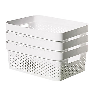 Curver Infinity Dots Set of 3 100% Recycled Medium Storage Baskets 11 Litres - White