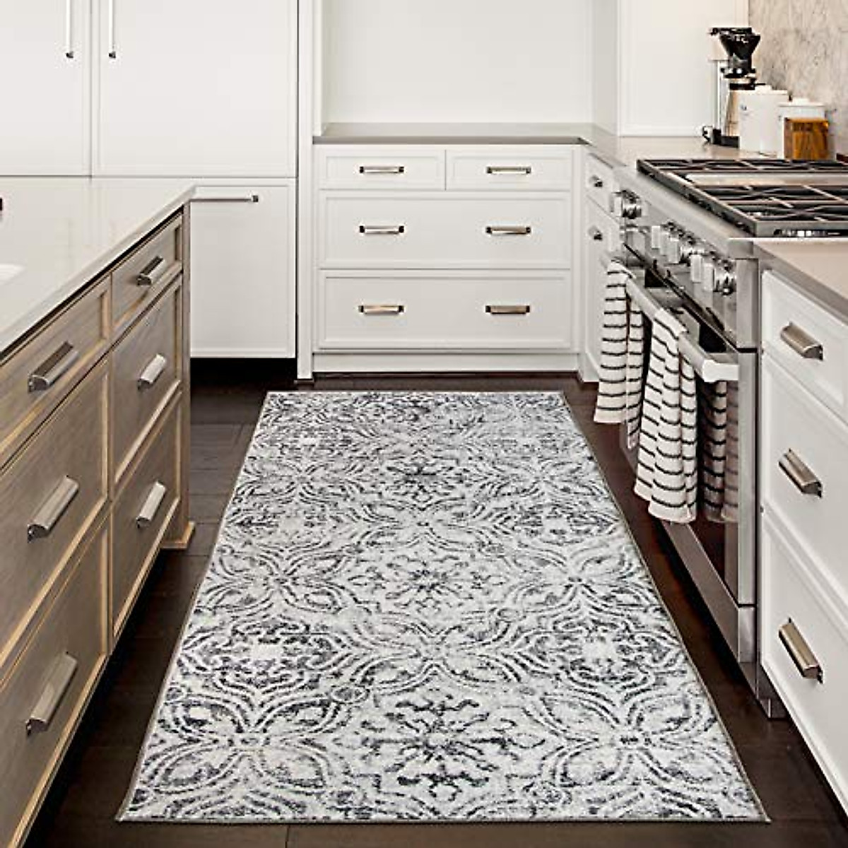 ReaLife Machine Washable Rug - Stain Resistant, Non-Shed - Eco-Friendly, Non-Slip, Family & Pet Friendly - Made from Premium Recycled Fibers - Mosaic Tile - Gray, 2'6" x 8'