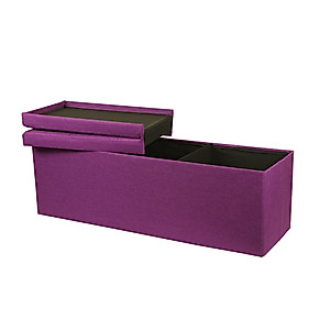 Otto & Ben Folding Box Chest Upholstered Tufted Ottomans, 45", Purple