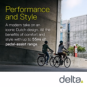 Electric Bike, Delta Cycle rDrive Ebike - 396Wh Lithium-Ion Battery, 55 Miles On A Single Charge - 7 Speed Shimano Gear System, Front & Rear V-Brakes - Safety Lights, Storage Rack & Kickstand