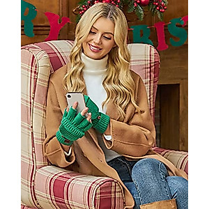 ZASFOU Women Winter Fingerless Gloves Warm Half Finger Knit Gloves and Mittens in Cold Weather