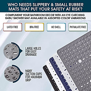 ENKOSI Large Square Shower Mat Non Slip - Non Slip Shower Mats - Bathroom Shower Mat - Black Shower Mat - No Slip Shower Mats - Shower Floor Mat - Shower Mats for Showers Anti Slip (Black 27x27)