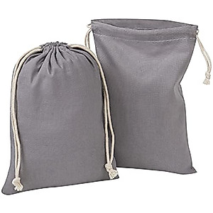 DR 100 Percent Cotton Muslin Drawstring Bags 12-Pack For Storage Pantry Gifts (Smoke 120033)