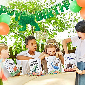 WERNNSAI Watercolor Dinosaur Party Bags - 16 Pack Dinosaur Party Favor Bags for Boys Kids Dino Theme Party Supplies Candy Treat Goodies Gift Bags with Handle