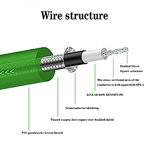 mffmffm Guitar Cable 10 ft - Straight to Right Angle 1/4 Inch Guitar Cord, Instrument Cable for Electric Guitar/Amp/Bass, Pro Audio (Green)