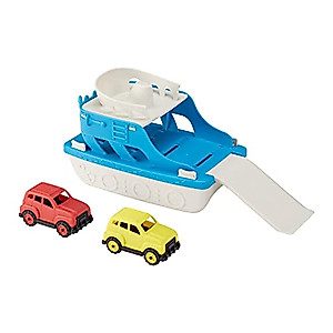 Amazon Basics Ferry Boat with 2 Mini Cars Bathtub Toy for Kids Ages 2 and Up, Blue