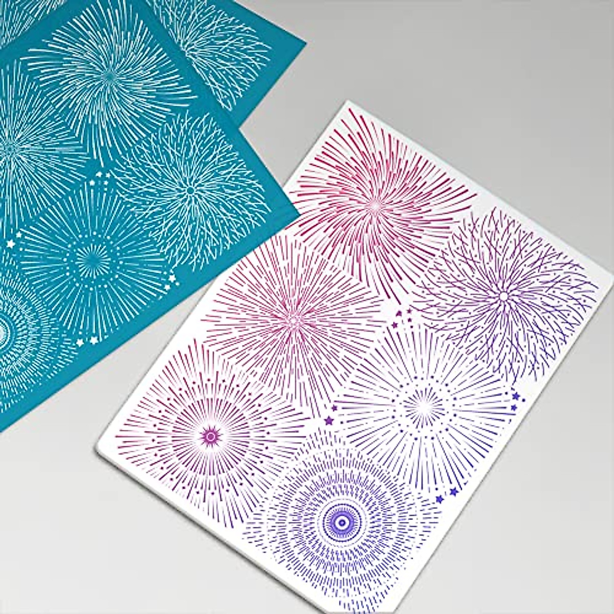 OLYCRAFT 4x5 Inch Clay Stencils Firework Pattern Silk Screen for Polymer Clay Firework Silk Screen Stencils Mesh Transfer Stencils Mesh Stencil for Polymer Clay Jewelry Making