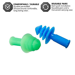 TYR Ergo Flex Ear Plugs-4pk Swimming Equipment, Blue/Green, All