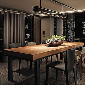 NIUYAO Solid Wood Dining Table, Industrial Wood Rectangle Dining Table Pine Tabletop Furniture with 4 Black Metal Legs Pedestal in for Dining Room Kitchen -79" L x 31.5" W x 29.5" H