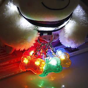 Generic Flashing Flasher Blinking Led Bone Shape Dog Cat Tag Pet Collar Light Red| Nice, 1个
