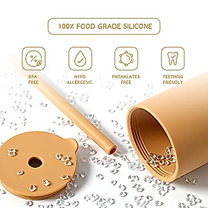 JOYIT Baby Open Cup, Silicone Straw Cups for Toddlers 6 oz | Baby Training Cup (Princess-Mustard)