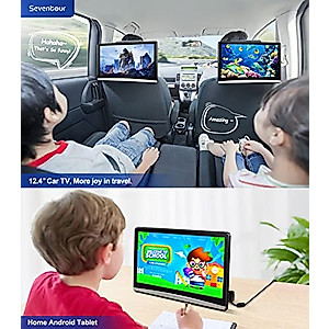 Seventour 12.4" Android 4K Car TV Headrest Monitor Tablet for Back seat, Support Phone Wireless Connection Mirror Link Touch Screen,with WiFi/Bluetooth/HDMI/USB/AV in/SD/Airplay Video Player(2*pcs)