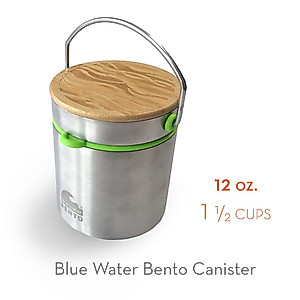 Ecolunchbox Vacuum Insulated Eco-Friendly Blue Water Bento Thermos Canister - Holds 1.5 Cups - Circular Design