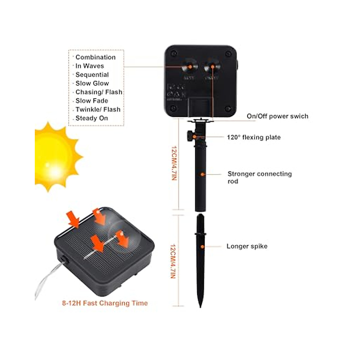 Twinkle Star 4 Pack Outdoor Solar String Lights, 39.4 FT 120 LED Solar Powered Halloween Decorative Fairy Lights with 8 Modes, Waterproof Black Wire for Christmas Patio Yard Wedding Party, Purple