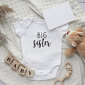 Printique Organic GOTS Certified Baby Onesie Unisex Bodysuit 0-18 months - Big Sister | Family Baby Announcement (Big Sister, 6-9 Months)