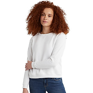Hanes Women's EcoSmart Crewneck Sweatshirt, White, X Large