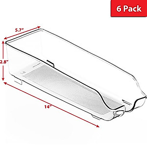 SimpleHouseware Can Dispense Refrigerator Organizer Storage, Clear, Set of 6