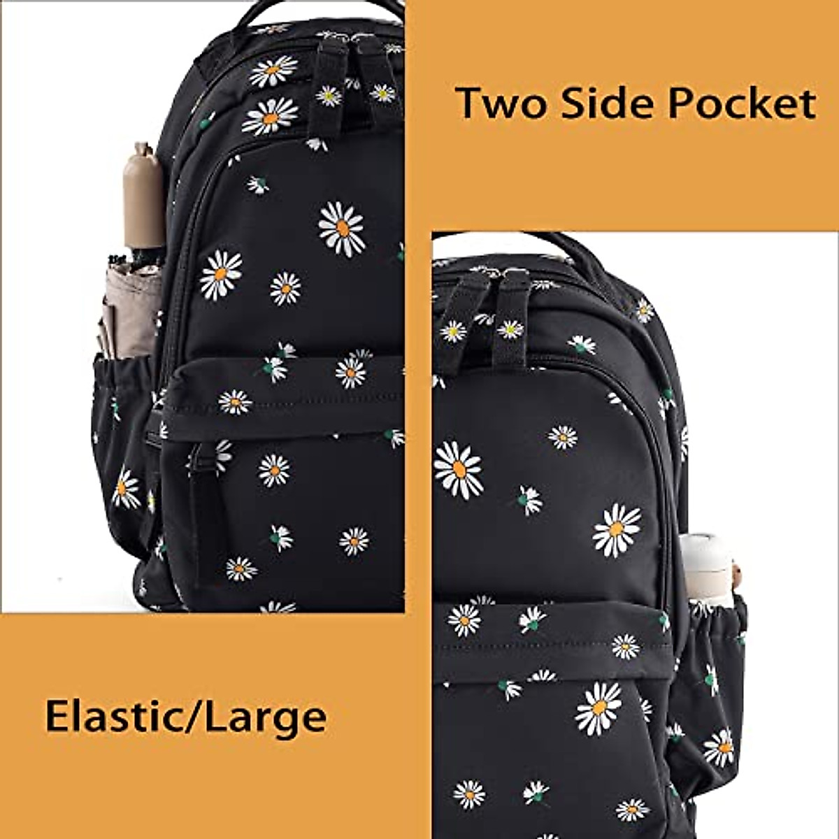 YYDCBA Large Capacity Casual Backpack Small Daisy Print Lightweight Waterproof Campus Dayily Backpack,School,Camping,Hiking