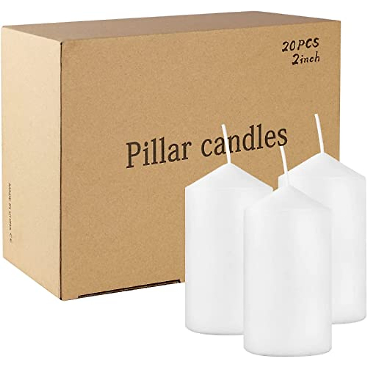 2x4 High White Pillar Candles, Set of 20, Unscented. Bulk Buy. Ideal for Wedding, Emergency Lanterns, Spa, Aromatherapy, Party