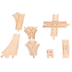 Bigjigs Rail Low Level Train Track Expansion Pack - 25pc Wooden Train Track for Train Sets , Quality Bigjigs Train Accessories , Compatible with most major Wooden Railway Brands