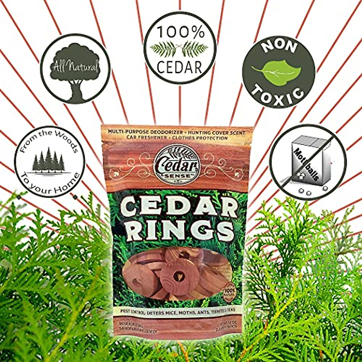 Cedar Sense Cedar Rings & Balls - 30 & 60 Pack Combo Save $$$ When You Buy 2 Combined - Cedar Blocks for Clothes Storage - Cedar for Closets - Closet Freshener - Cedar for Hangers