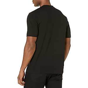 HUGO Mens Ribbed Crew Neck Regular Fit Center Logo T-Shirt, Raven Black, Medium US