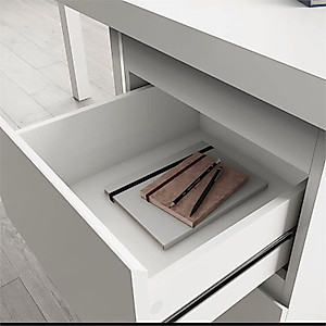 Sauder Northcott White L-Shaped Desk with Drawers, White Finish