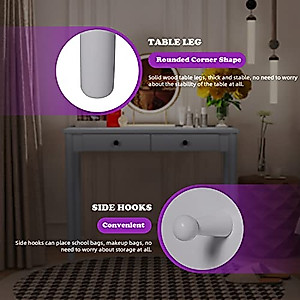 HFG 39 inch Home Writing Desk Dressing Table Vanity Table with 2 Drawers Laptop Workstation Executive Desk Easy to Install Gray