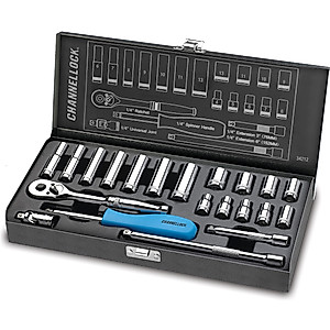 Channellock 34212 1/4" Drive Metric Socket set, 21 Piece