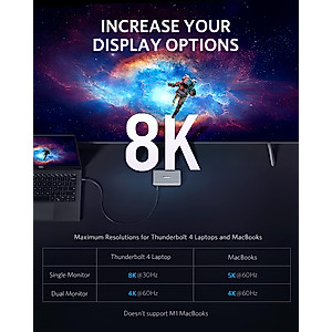 Anker PowerExpand 5-in-1 Thunderbolt 4 Mini Dock, Max 85W Charging for Laptop, Max 15W Charging for Phone, Single 8K@30Hz or Dual 4K@60Hz Display, USB 3.1 Gen 2 Port, for MacBook Pro/Air, and More