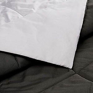 Amazon Basics Reversible, Lightweight Microfiber Comforter Blanket - Full/Queen, Black/Grey