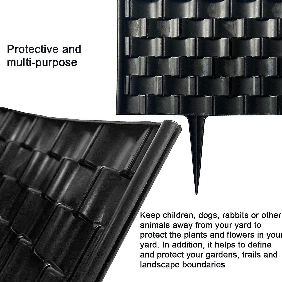 Lawn Edge Garden Fence, 6021cm Decorative Garden Wedding Fencings, 2Pcs Black Rattan Effect Edging Fence, Detachable Lawn Edge Fencing for Yard Garden Patio Backyard Décor