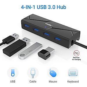 USB Hub, atolla 4-Port USB Splitter with Cable Fitting Slot & LED Indicator, Ultra-Slim USB 3.0 Hub for MacBook Air 2015/2016/2017, Mac Pro/Mini, iMac, Surface Pro, XPS, PC