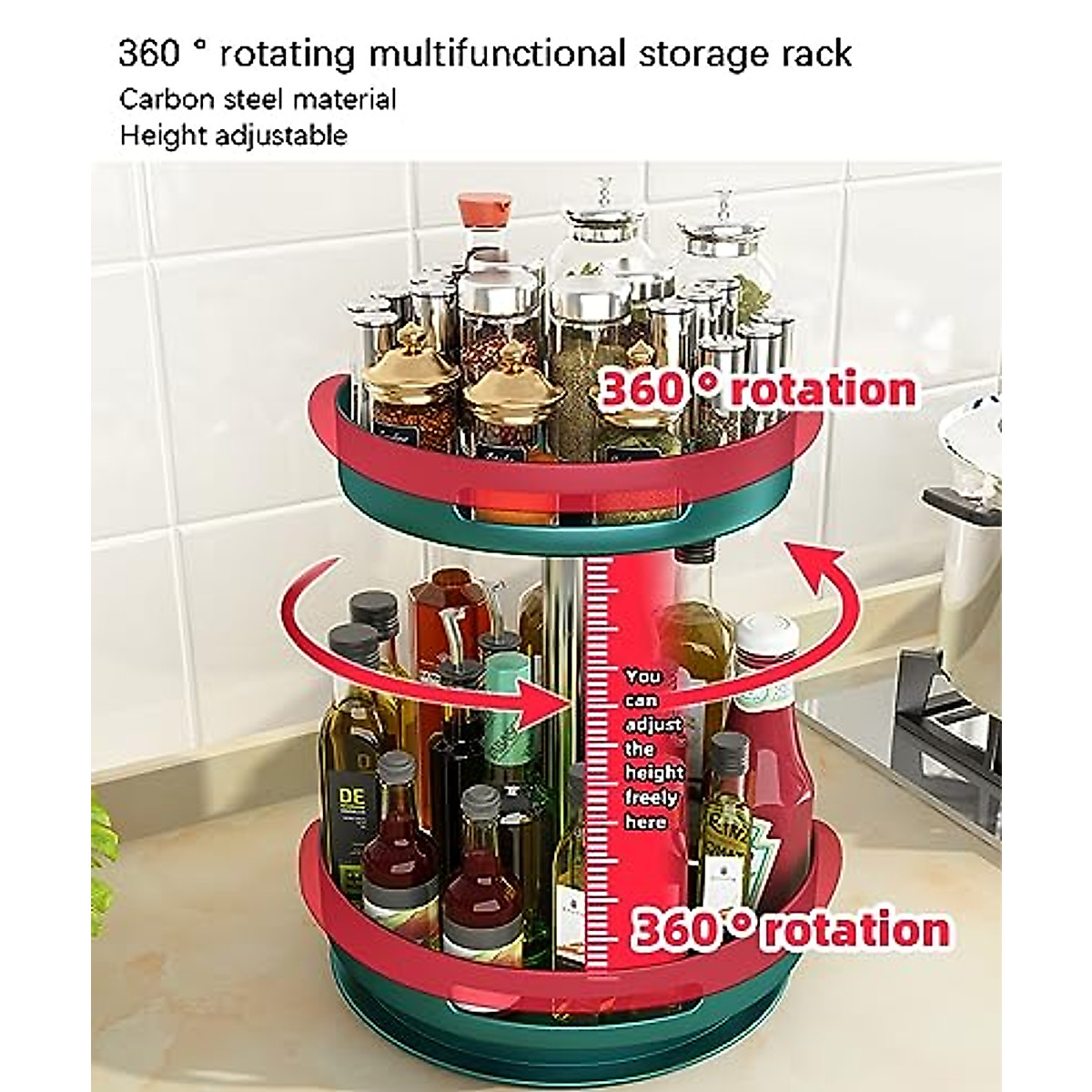 2 Tier Lazy Susan Organizer for Kitchen,Turntable for Cabinet,Turntable Organizer for Cabinet Pantry Table Organization