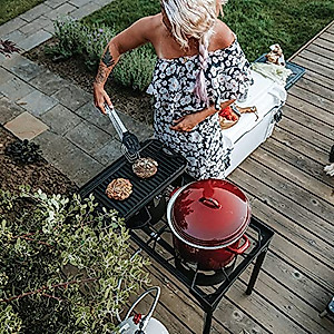 GasOne Two Burner Propane Camp Stove with Cover Outdoor High Pressure Propane Double Burner, Red QCC