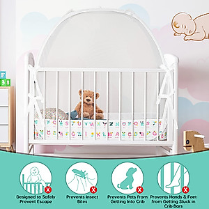 Giggling Star Crib Tent to Keep Baby from Climbing Out, Pack n Play Tent with Toy Pouch, Breathable & See-Through, Keeps Cats Out, Protects from Mosquito Biting, Safe Crib Net to Keep Baby in
