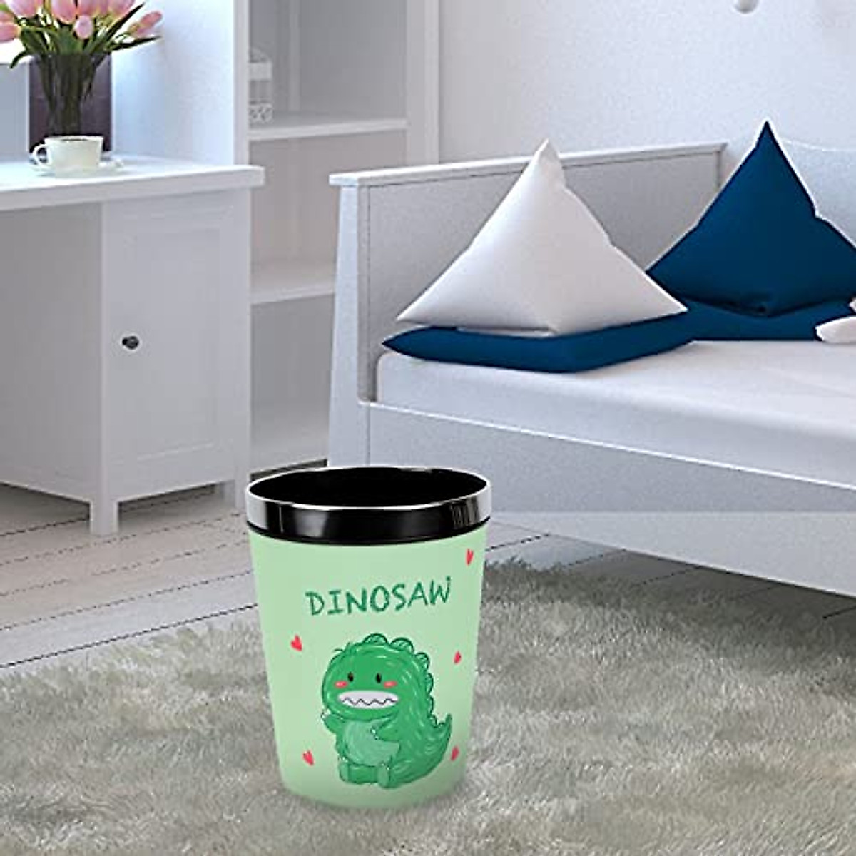 DOITOOL Bin Bins bin: Wastebasket Holder Recycle cans Garbage Clamping Gallon Kids Round Bathroom Boys Paper Large car Ring can Adorable Kitchen Room Small Basket: for You Round Basket Round Basket