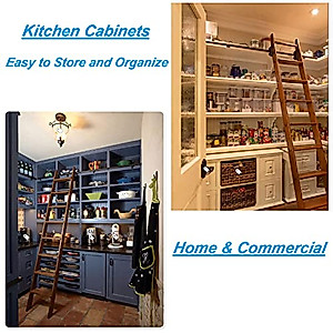 Sliding Barn Door Rail Rolling Library Ladder Hardware Kit, Round Tube Library Ladder Closet Set Carbon Steel Rolling Full Set Track Kit (No Ladder) - Black (Size : 6.6ft/200cm Track Kit)