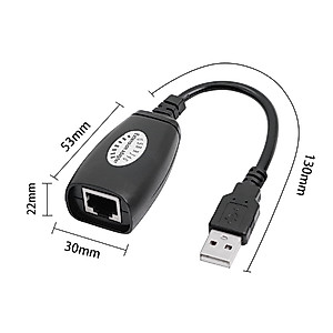 YACSEJAO USB to Ethernet Extender Adapter USB Over RJ45 Ethernet Connector for Cat6/5/5e Extension Cable Adapter up to 165ft (50M)