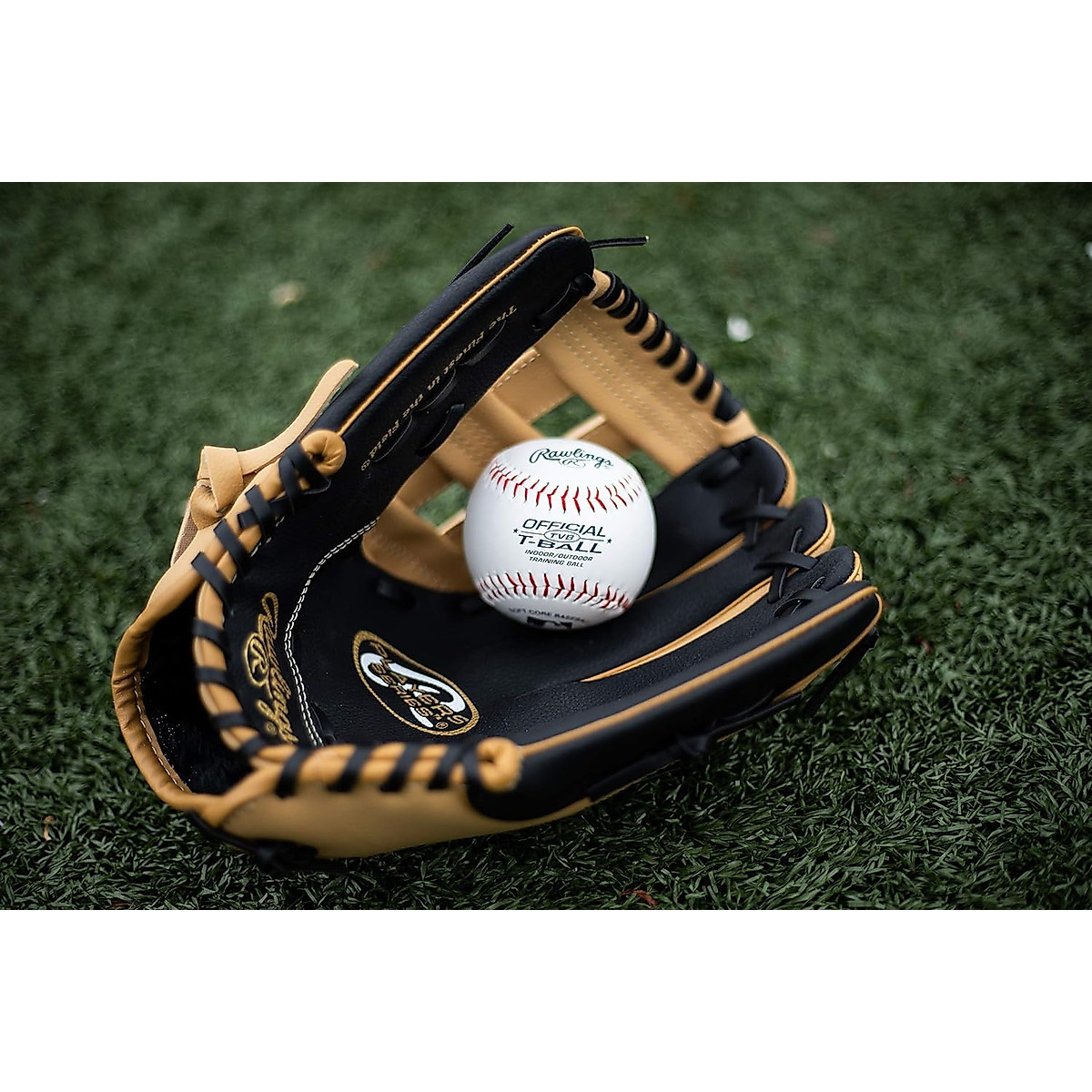 Rawlings | PLAYERS Series T-Ball & Youth Baseball Glove | Right Hand Throw | 11.5" | Camel/Black