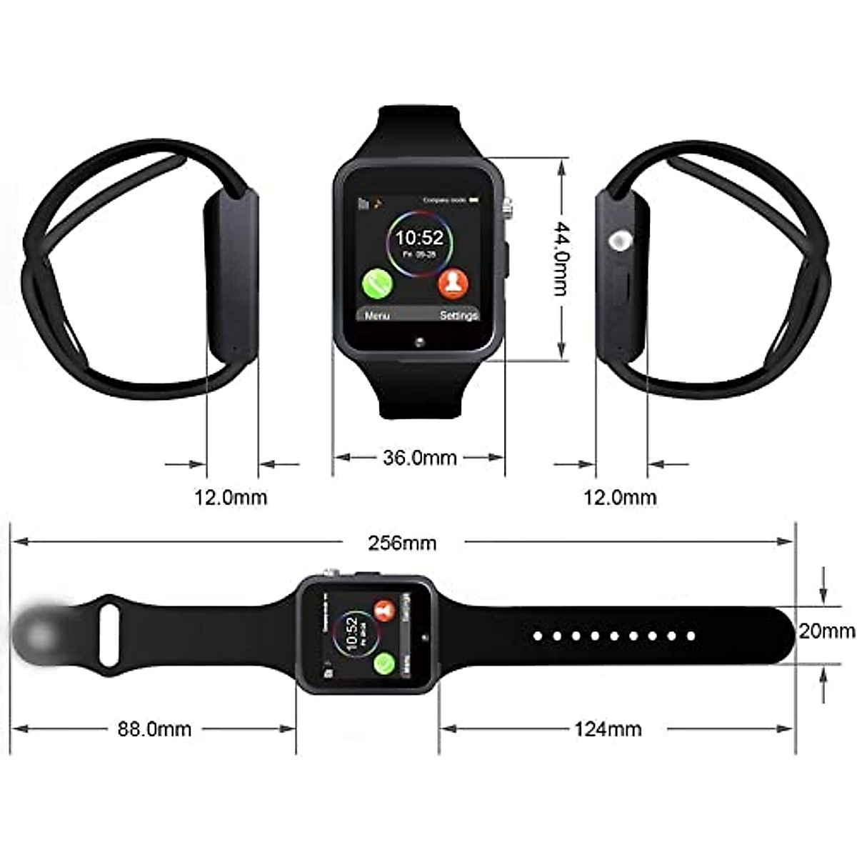 Bluetooth Smart Watch A1 Bluetooth GSM SIM Phone Smart Watch for Android Smart Phones (Silver)